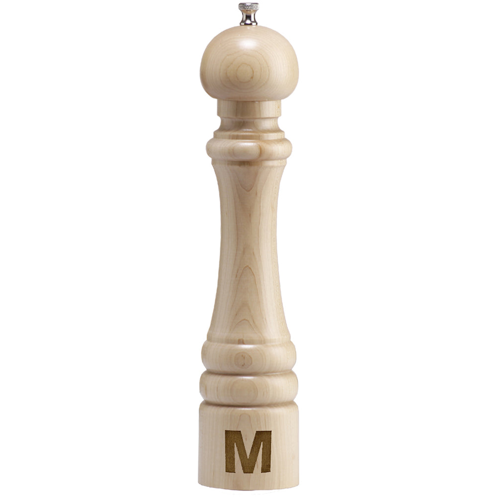 Chef Specialties 12" Personalized Custom Monogram Pepper Mill - Natural