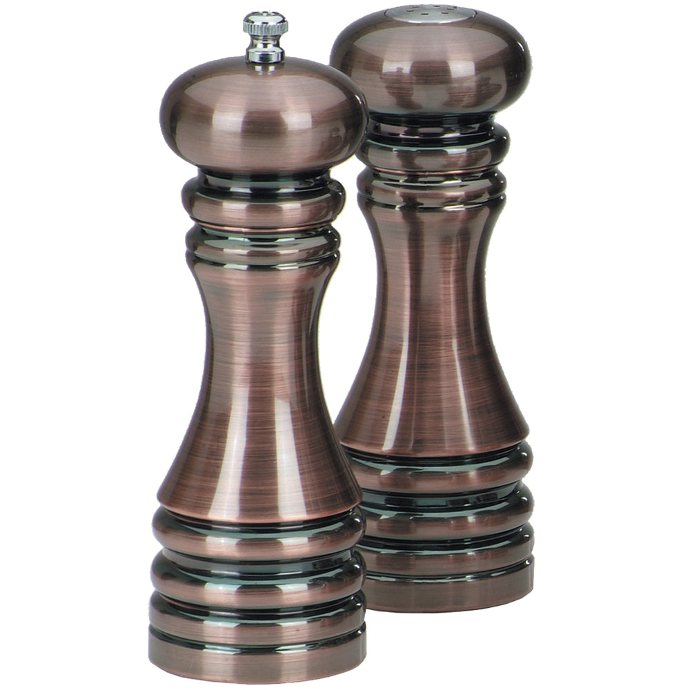 7" Acrylic Burnished Copper Pepper Mill & Salt Shaker Set - Chef ...